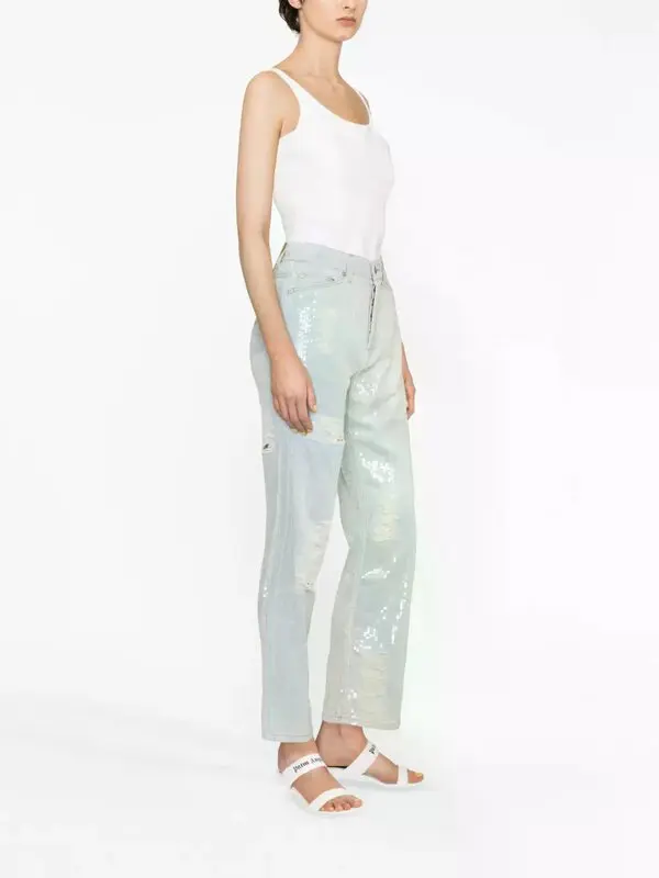 Palm Angels Sequinned Straight-leg Jeans