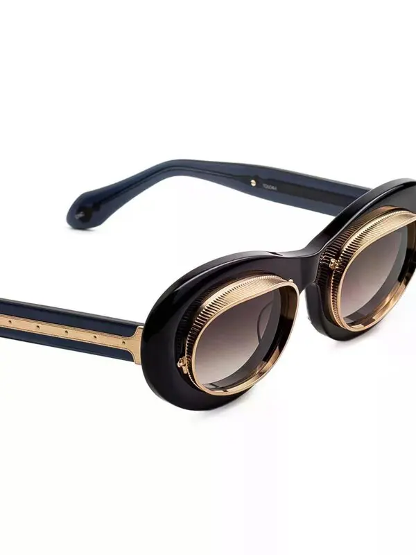Matsuda Oval Frame Sunglasses With Gold Tone Trim