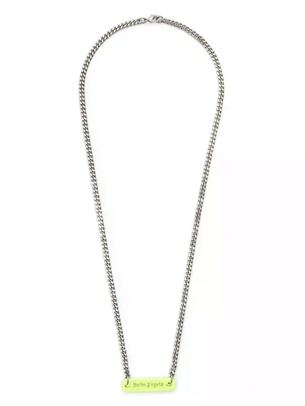 Palm Angels Logo Plate Chain Necklace - Silver