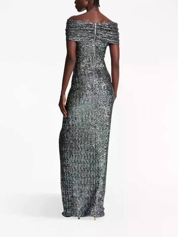 Balmain Off-shoulder Sequin Gown