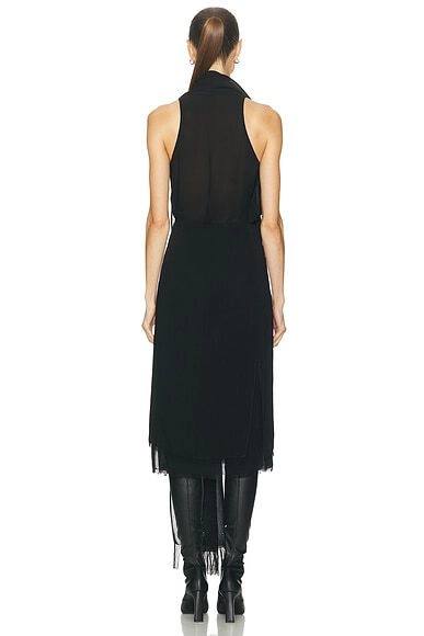TOTEME Fringed Scarf Dress - Black