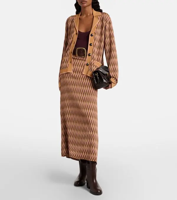 Rixo Brandy Jacquard Midi Skirt