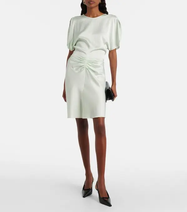 Victoria Beckham Gathered Satin Mini Dress