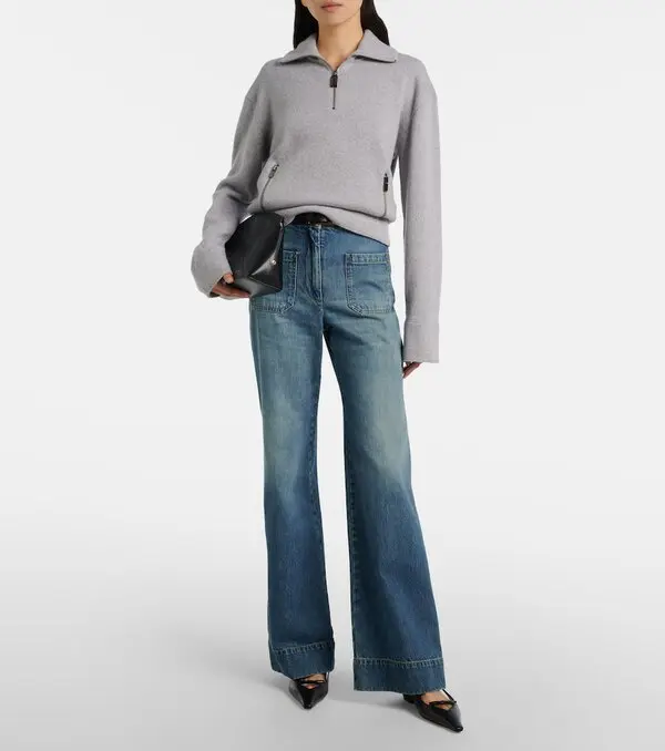 Victoria Beckham Wool And Cashmere Half-zip Sweater