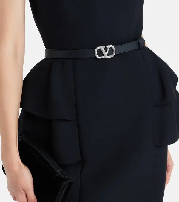 Valentino Garavani Vlogo Crystal-embellished Leather Belt