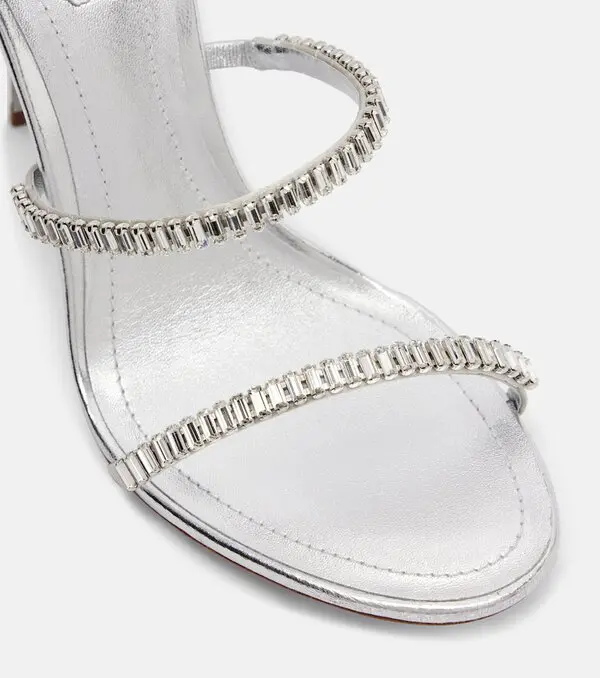 Rene Caovilla Cleo Spark Embellished Leather Sandals - Silver