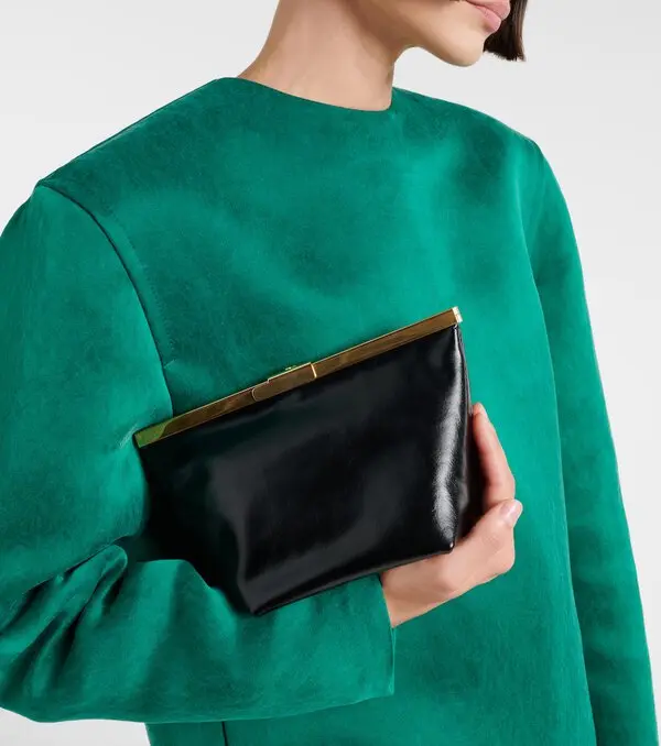 JIMMY CHOO Ganache Leather Clutch - Black