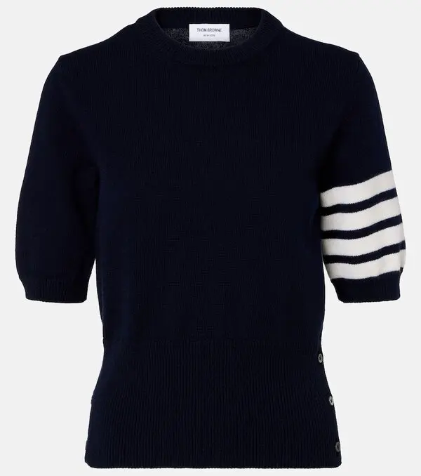 Thom Browne 4-bar Knitted Virgin Wool Sweater - Blue
