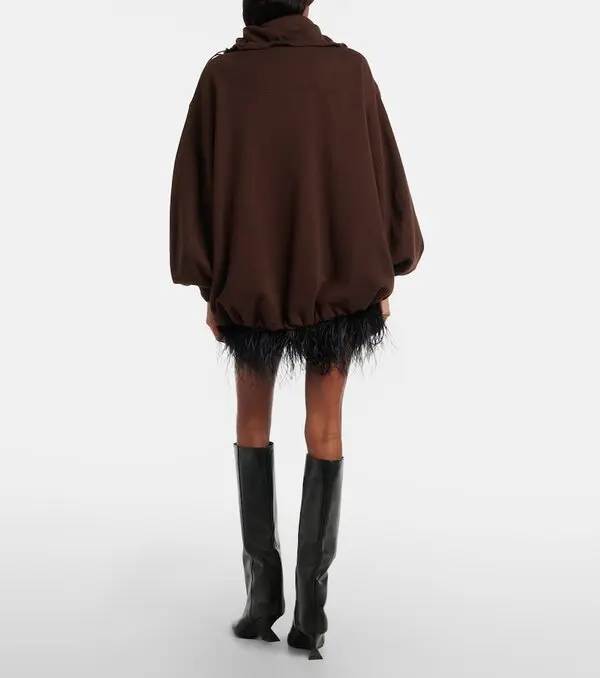 Attico Sheer Feather-trimmed Miniskirt