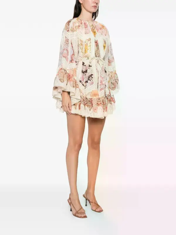Zimmermann Daylight Lace-detail Floral-print Mini Dress
