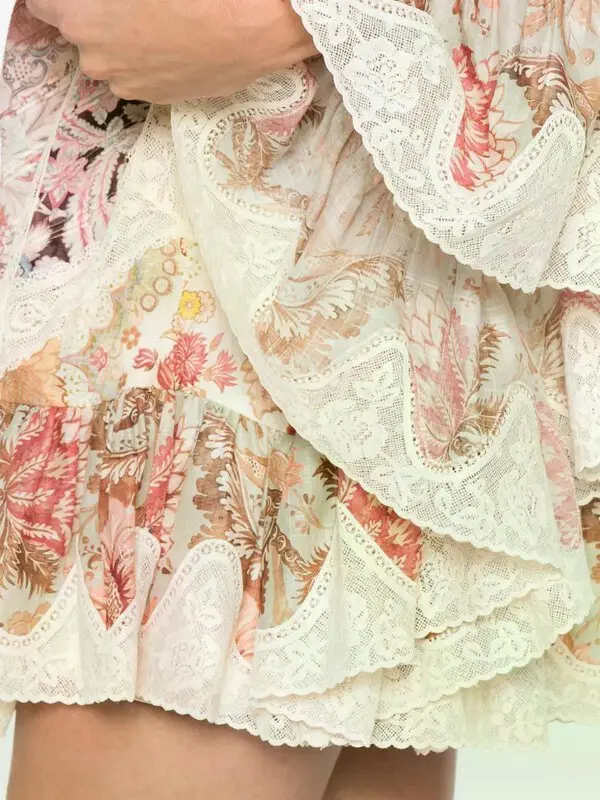 Zimmermann Daylight Lace-detail Floral-print Mini Dress