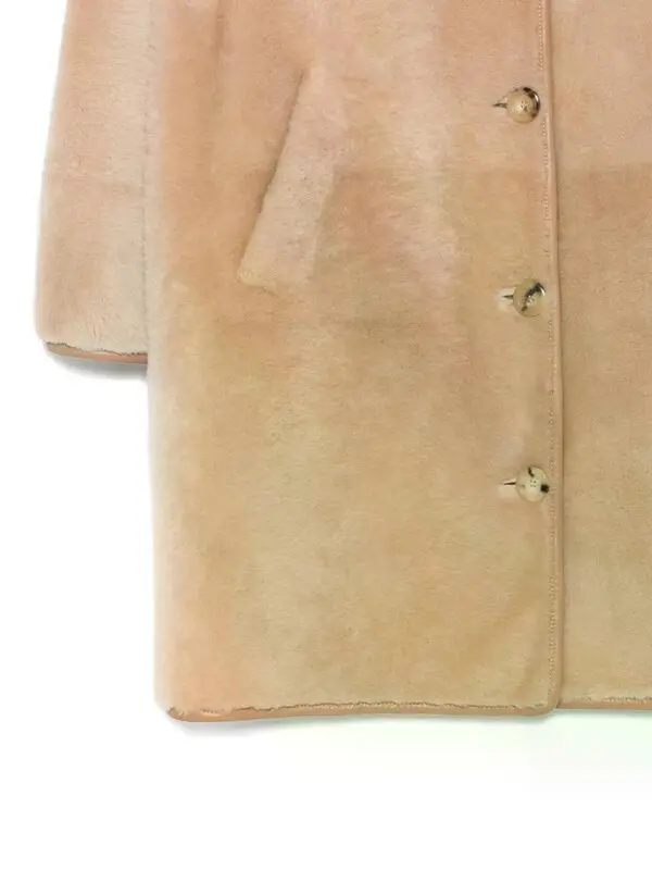 BLANCHA Button -up Sheepskin Coat - Neutrals