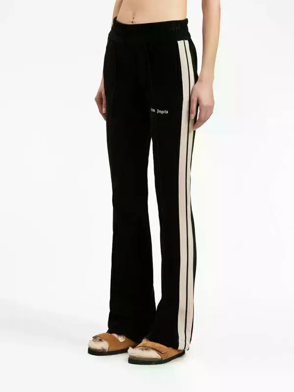 Palm Angels Velvet Track Pants With Side Stripe Detailing - Black