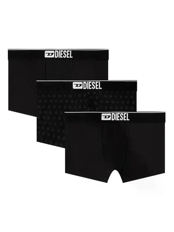 DIESEL® Three-pack Of Jacquard Stretch Cotton Boxer Briefs