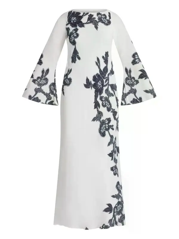 Hemant & Nandita Aahi Bell-sleeve Floral Maxi Dress - White
