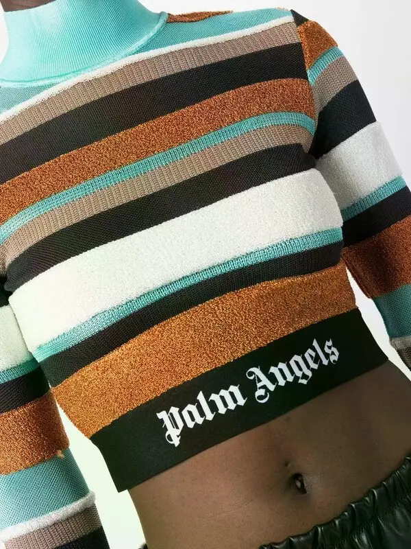 Palm Angels Striped Lurex Turtleneck Top