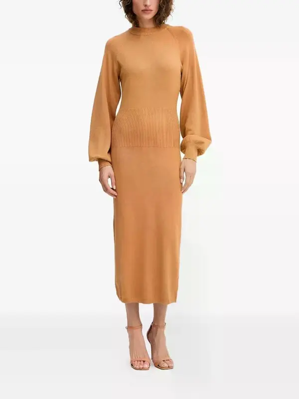 SILVIAN HEACH Ribbed Balloon-sleeve Midi Dress