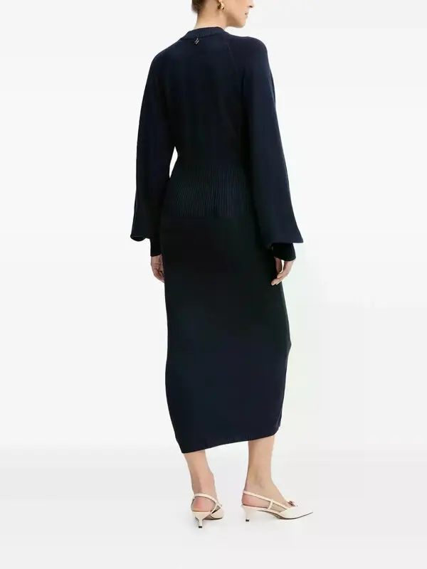 SILVIAN HEACH Balloon-sleeve Ribbed Midi Dress