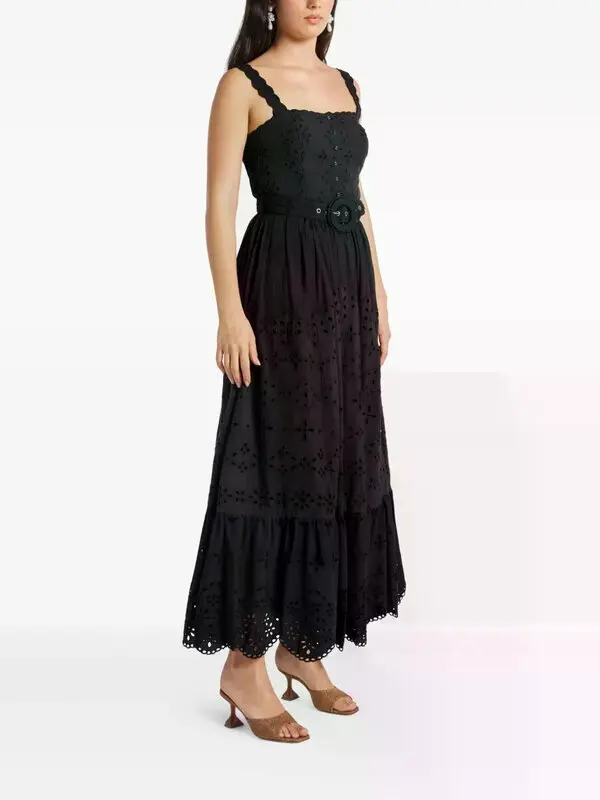 Hemant & Nandita Raga Scalloped-edge Maxi Dress - Black