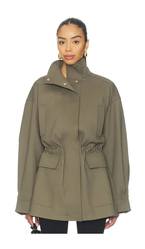 EAVES Mai Compact Suiting Parka Jacket In . Also - Olive