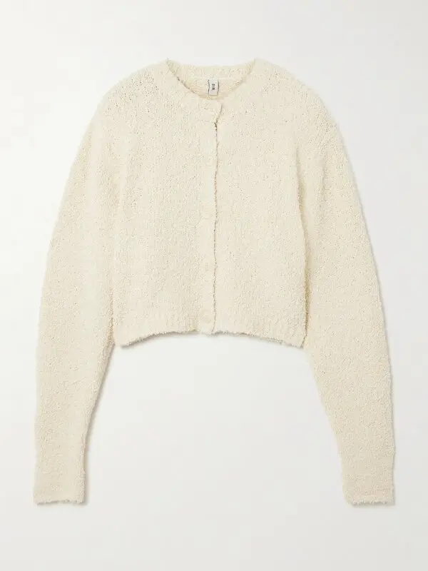 SIR. Tropicana Cropped Cotton-blend Bouclé Cardigan - Neutrals