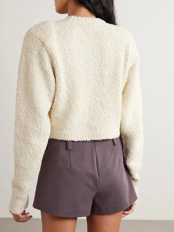 SIR. Tropicana Cropped Cotton-blend Bouclé Cardigan - Neutrals
