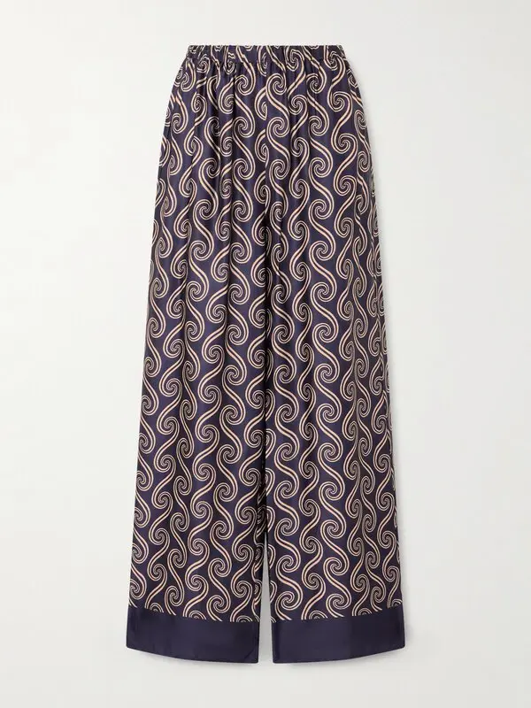 Faithfull The Brand Jensen Printed Satin Wide-leg Pants - Blue