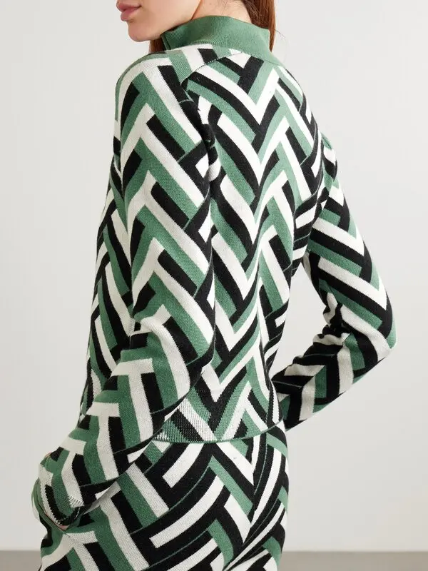 Perfect Moment La Tour Jacquard-knit Merino Wool Half-zip Sweater