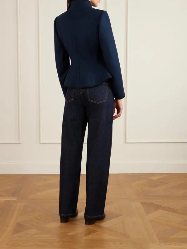 Loro Piana Cashmere Jacket With Nehru Collar And Peplum Hem