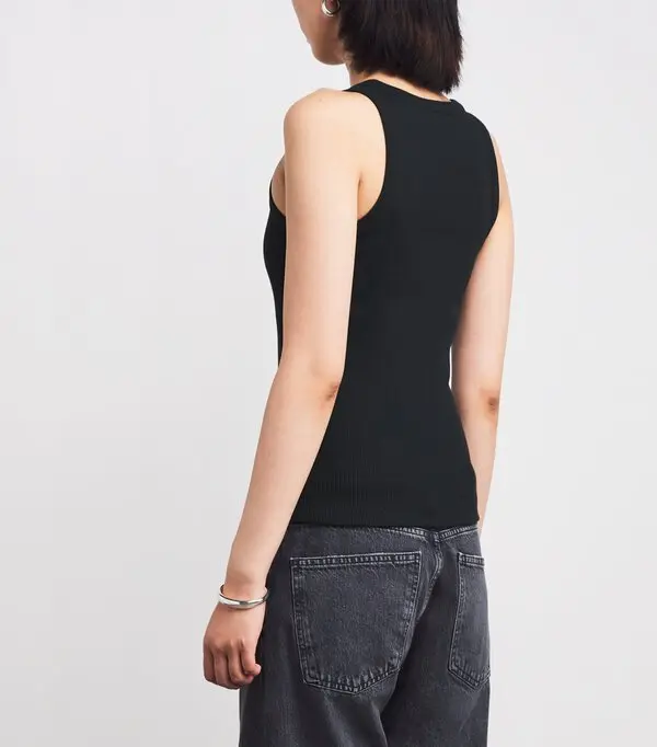 Vince Ribbed Tank Top - Black