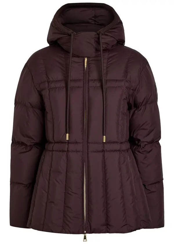 Moncler Padded Drawstring Hood Shell Jacket - Burgundy