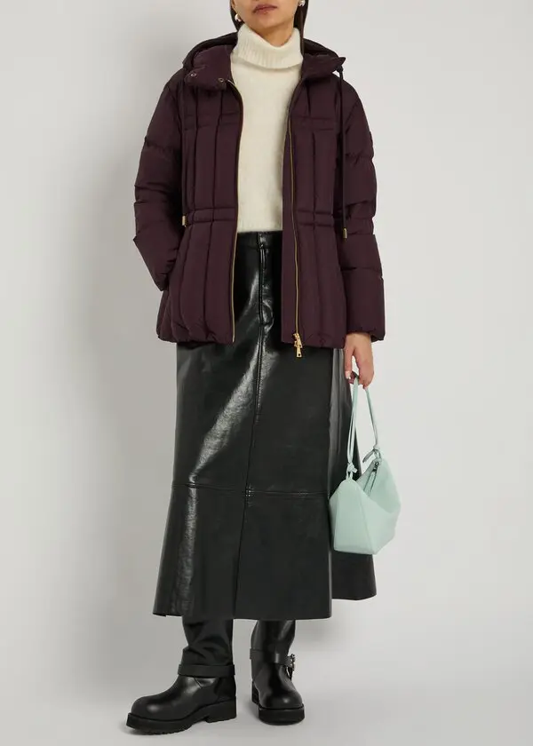 Moncler Padded Drawstring Hood Shell Jacket - Burgundy