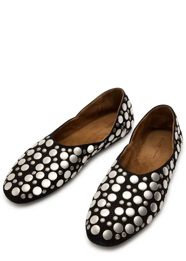 Khaite Jane Stud-embellished Leather Ballet Flats - Black