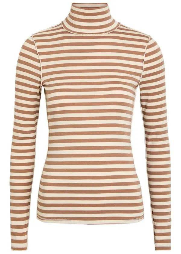 Free People Striped Turtleneck Jersey Top - Multicoloured
