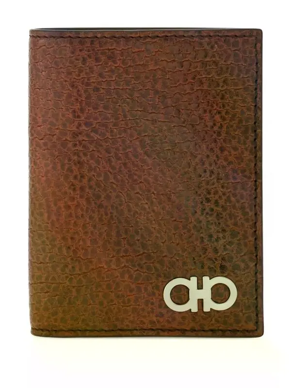 FERRAGAMO Gancini Fold-over Card Holder - Brown
