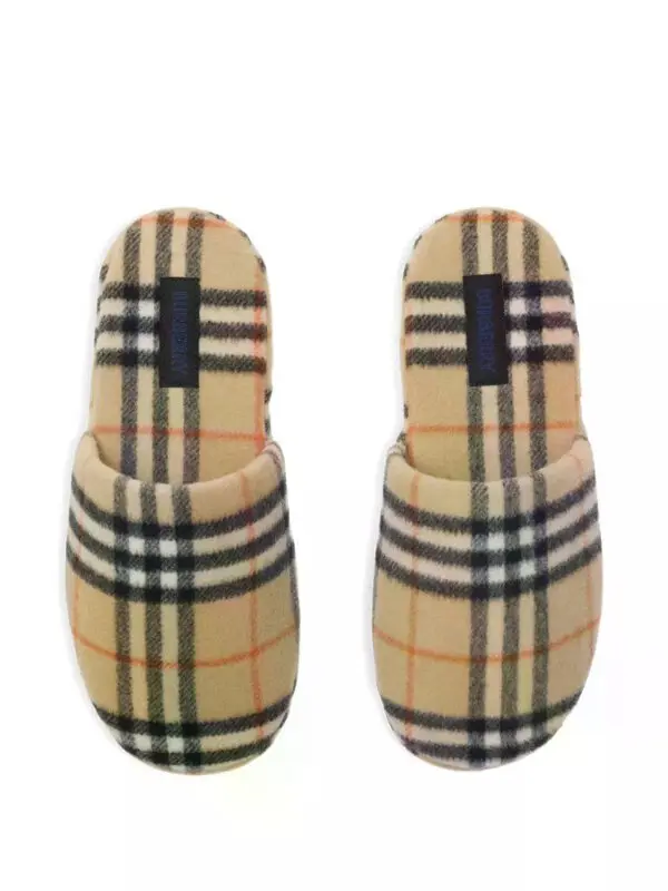 Burberry Checked Slippers - Neutrals