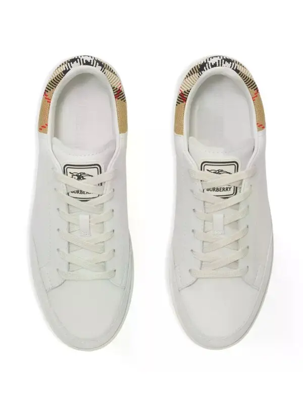 Burberry Leather Set Sneakers With Knitted Check Cuff