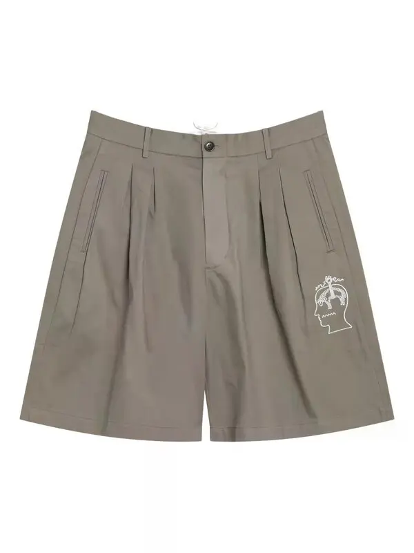 BRAIN DEAD Pleated Chino Shorts With Logo Patch