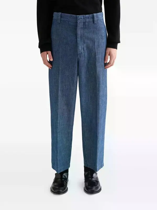 JIL SANDER Belt-loop Chambray Trousers