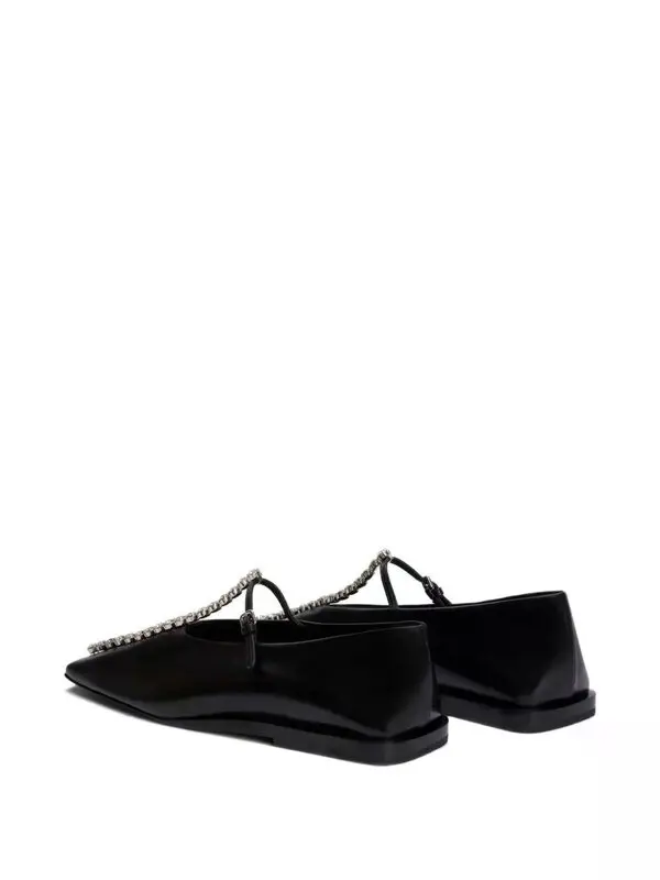 JIL SANDER Leather Crystal-embellished Ballet Flats - Black