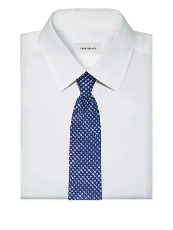 FERRAGAMO Silk Neck Tie - Blue