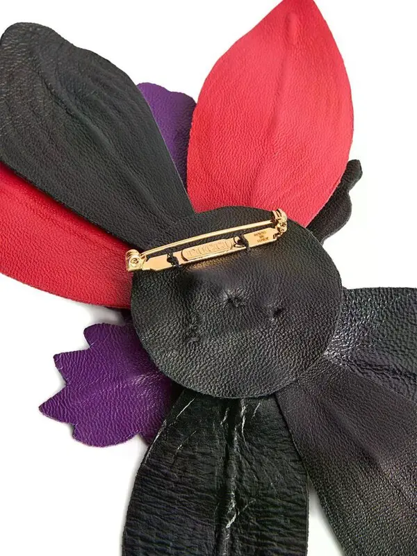 Emilio Pucci Leather Flower Brooch