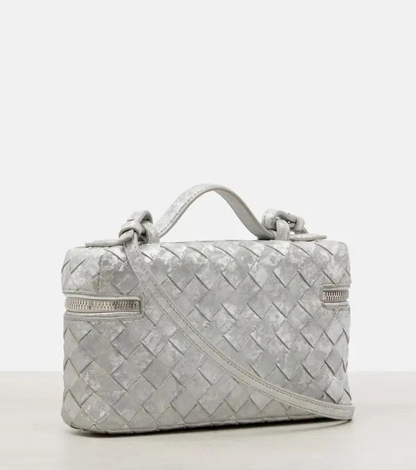 Bottega Veneta Metallic Leather Vanity Bag - Silver
