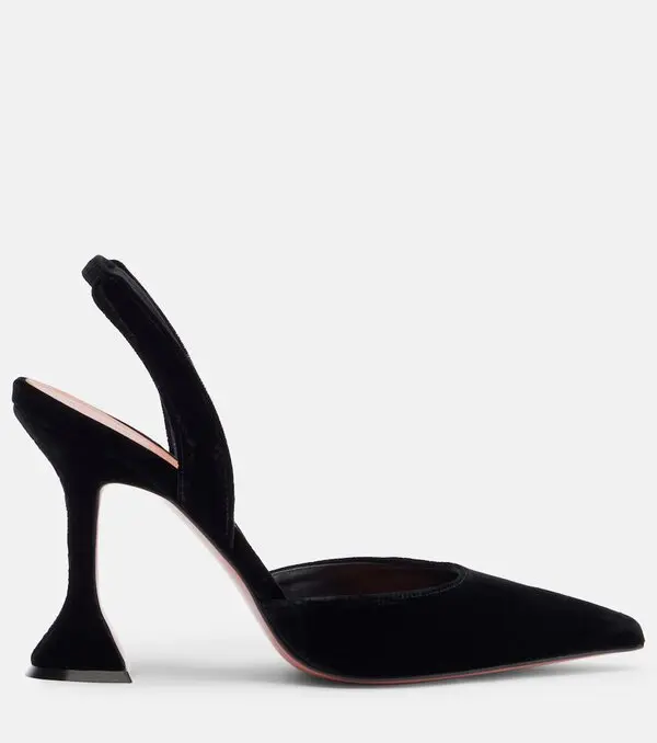Amina Muaddi Holli 95 Velvet Slingback Pumps