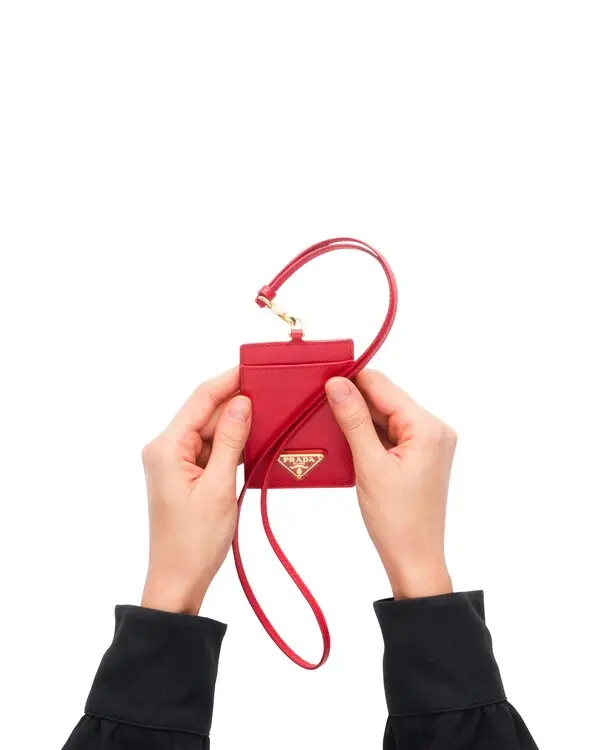 Prada Saffiano Leather Badge Holder - Fiery Red