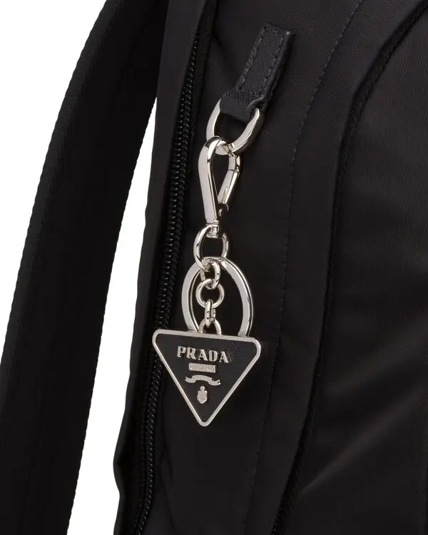 Prada Saffiano Leather And Metal Keychain