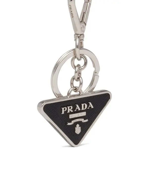 Prada Saffiano Leather And Metal Keychain