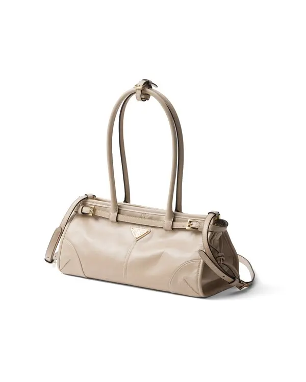 Prada Bonnie Medium Leather Handbag - Travertine