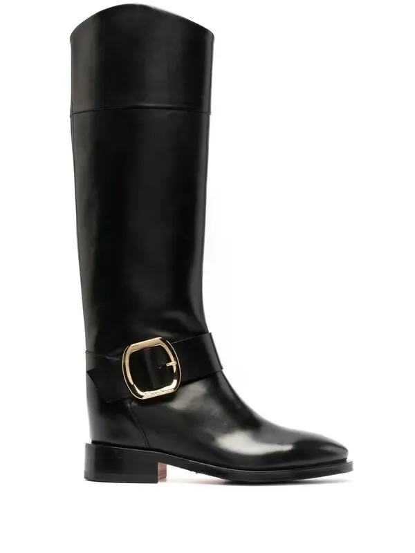 Santoni Knee-length Buckled Boots - Black