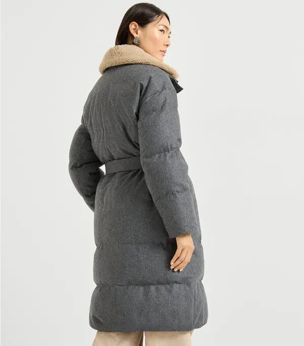 Brunello Cucinelli Virgin Wool Down Puffer Coat - Grey